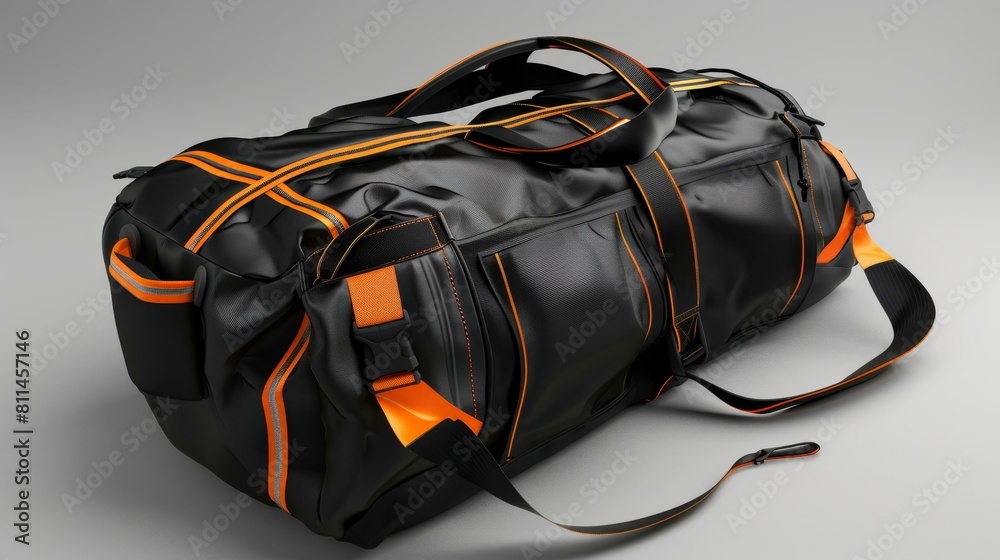 Sports duffel bag mockup showcasing durability compartments, Ai ...
