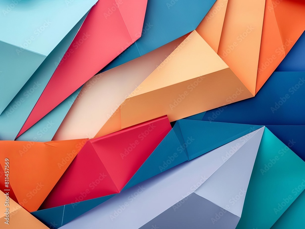 Geometric origami art flat design side view paper folding theme animation Monochromatic Color ...