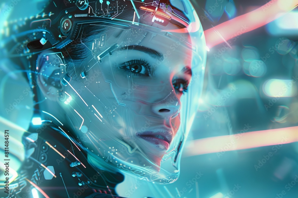 Integrate the color palette of sodium into a portrait, Futuristic ...