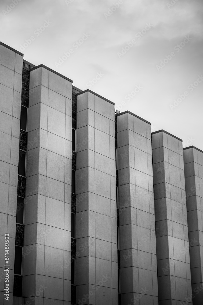 Brutalist architecture in downtown Calgary. Stock Photo | Adobe Stock