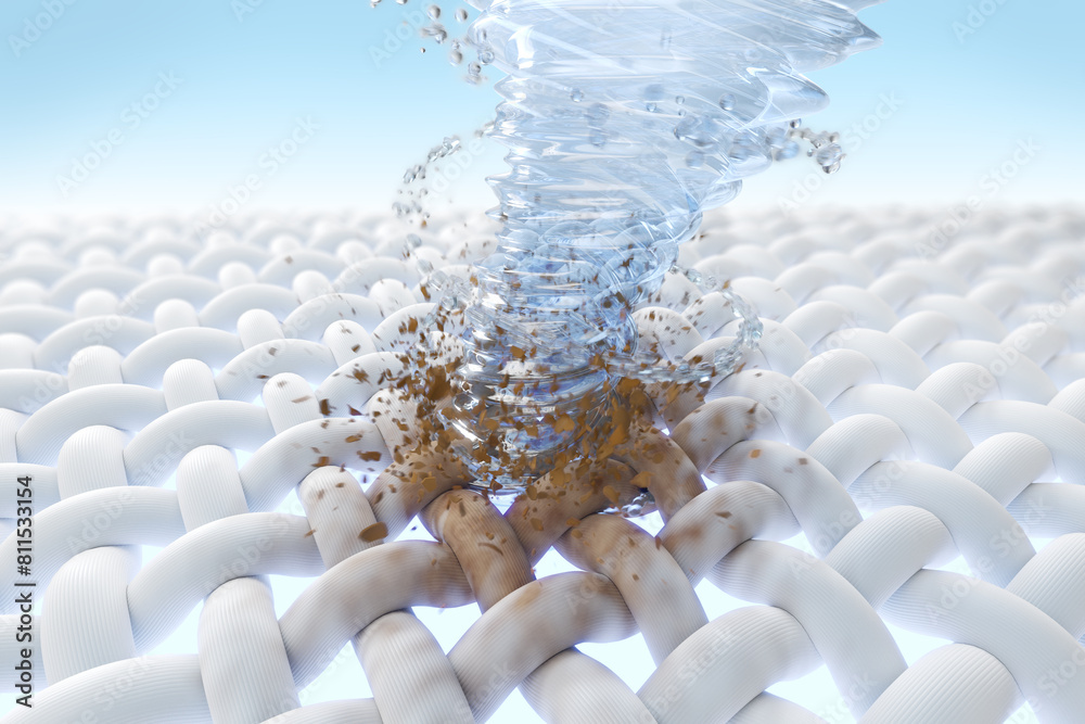 liquid tornado washing and remove dirt on the fabric fiber surface ...