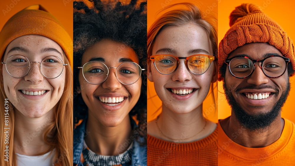 many photo showing people from different age groups, all smiling, no ...