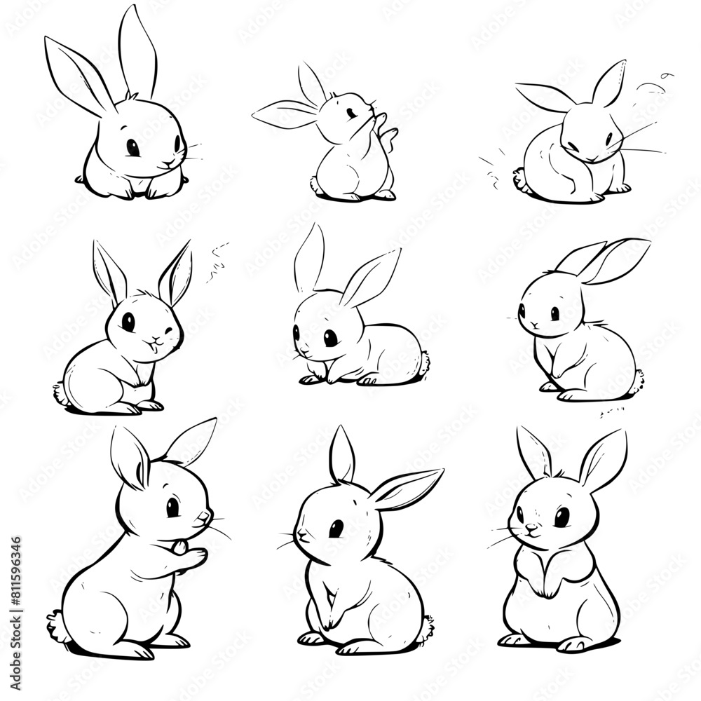 Baby Rabbit SVG, Rabbit Svg, Rabbit Clipart, Doodle Animal Svg, Doodle ...