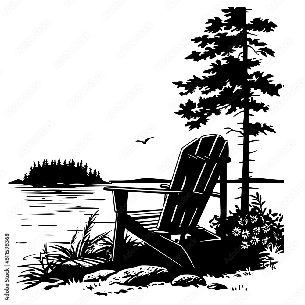 Adirondack Chair png, Adirondack Chair, Chair vector, Adirondack Scene ...