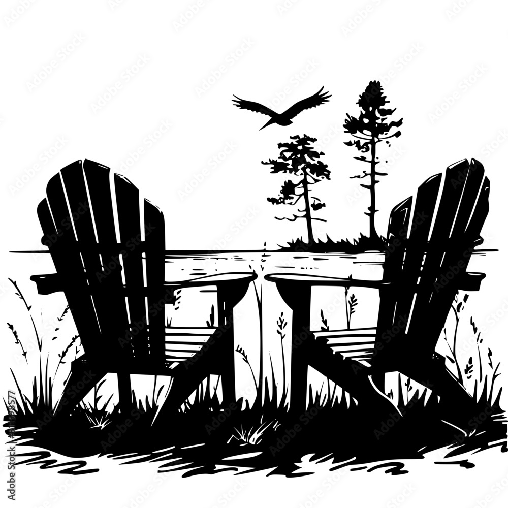Adirondack Chair png, Adirondack Chair, Chair vector, Adirondack Scene ...