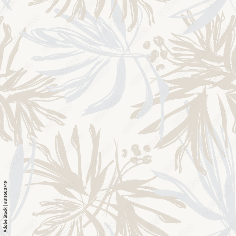 Neutral Colour Abstract Floral Seamless Pattern Design Stock Vector ...