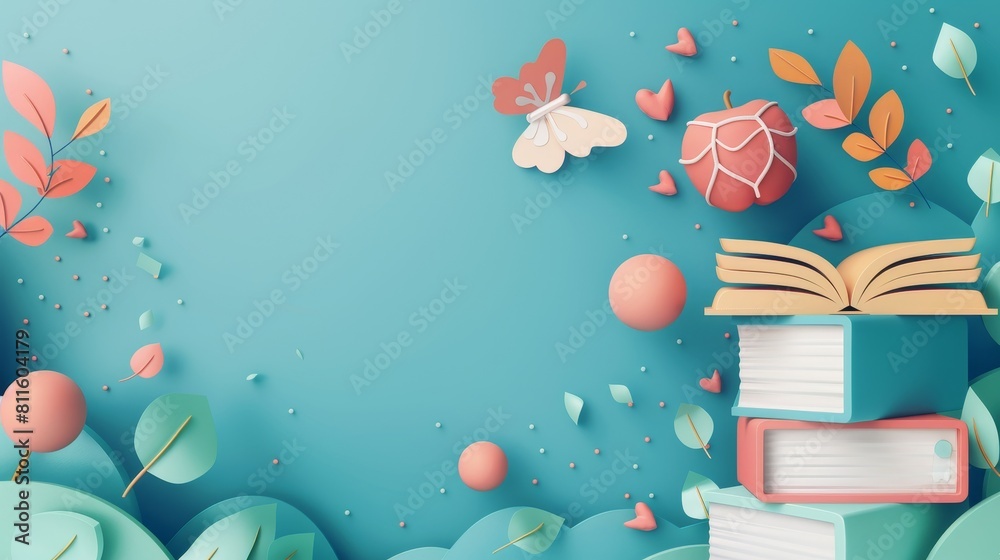 Minimalist back to school education banner background pastel color ...