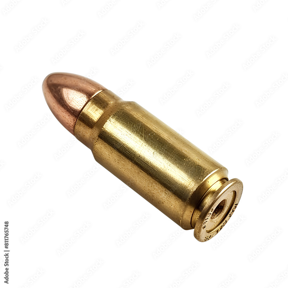 Shiny Golden Bullet, isolated, transparent background, white background ...