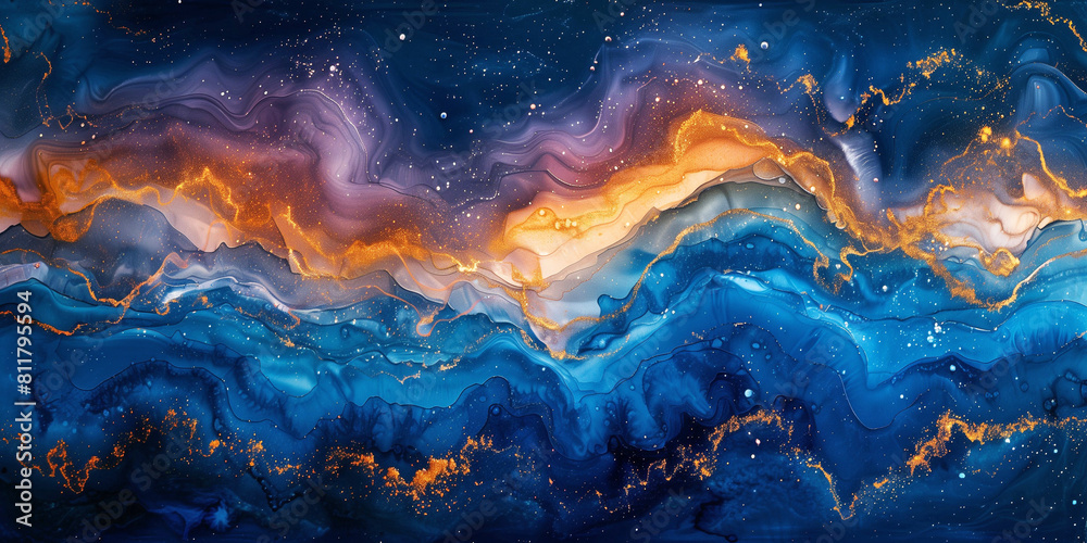 Blue and orange texture of a plastered wall pattern design. Blue old ...