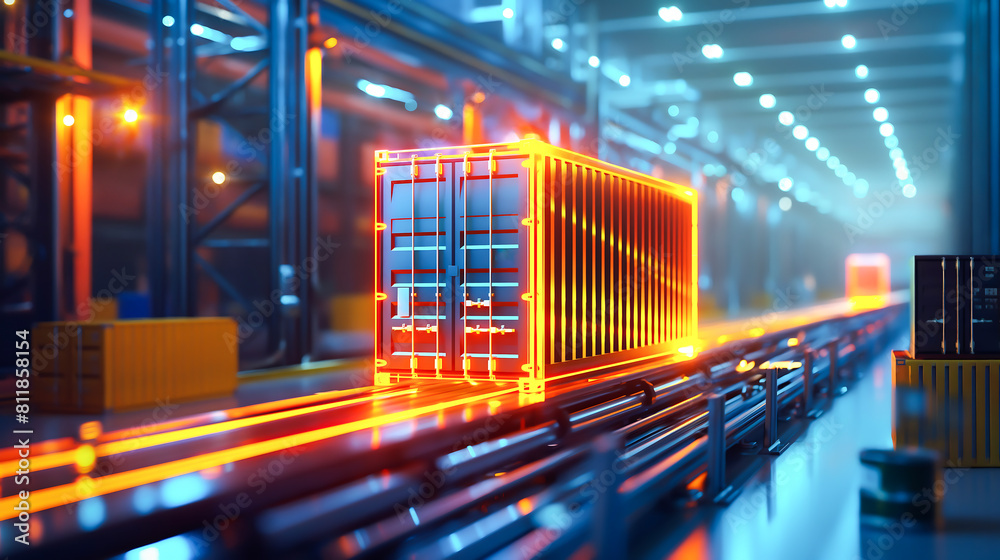 Futuristic international logistic system, High-tech cargo or container ...