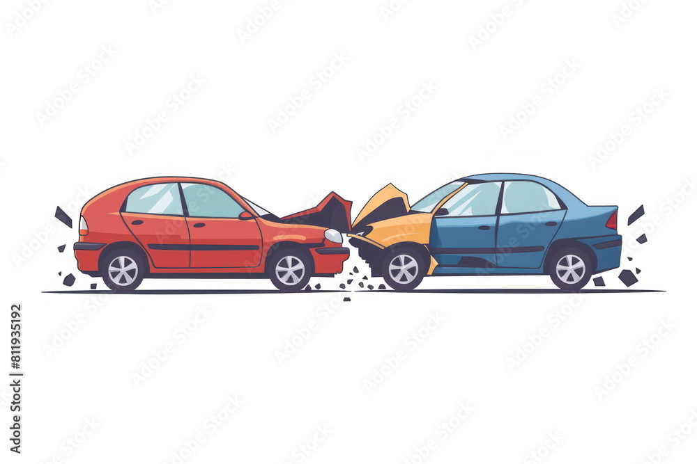 icon of two car crash on white background Stock Photo | Adobe Stock