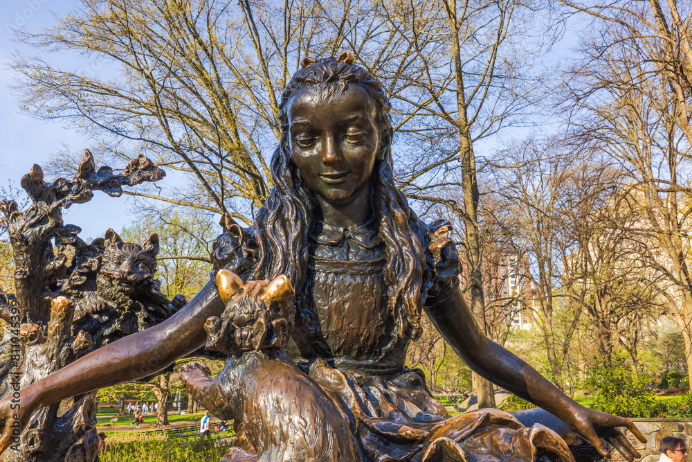Beautiful close-up view of the Alice in Wonderland monument depicting ...