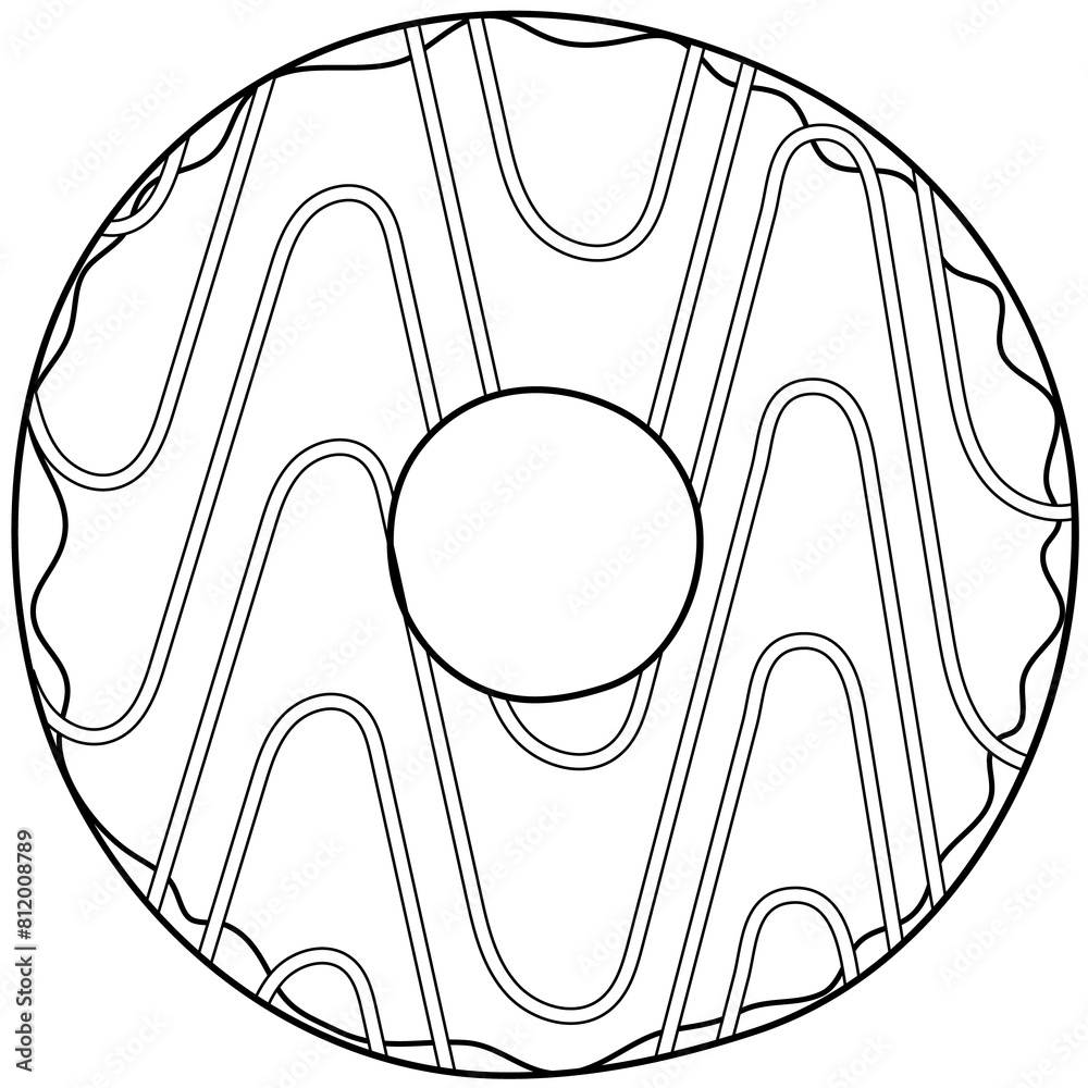 Donut outline drawing icon and for coloring. symbol flat design and ...