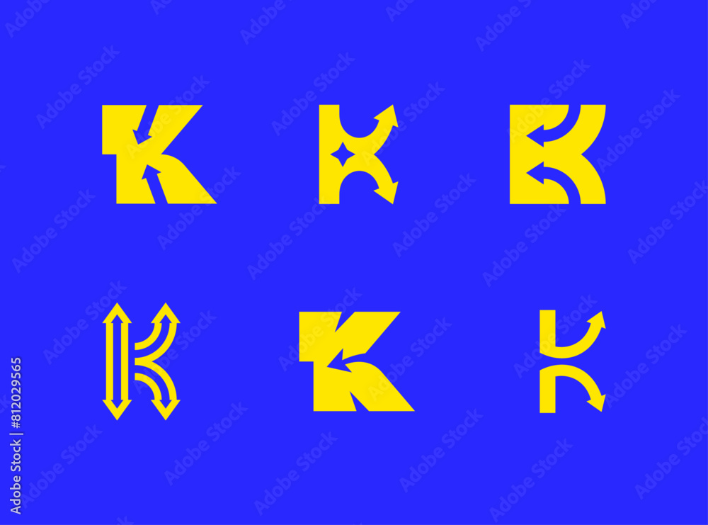 Abstract letter K logistic logo of express arrow moving forward for ...