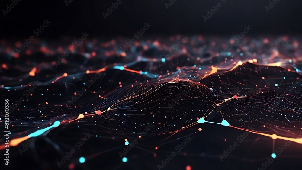 Data technology background. Abstract background. Connecting dots and lines on dark background ...