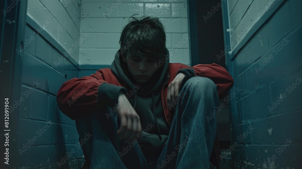 A despondent and forlorn teenager grappling with depression and ...