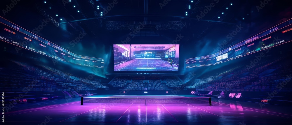 A tennis stadium retrofitted with smart courts that display realtime ...