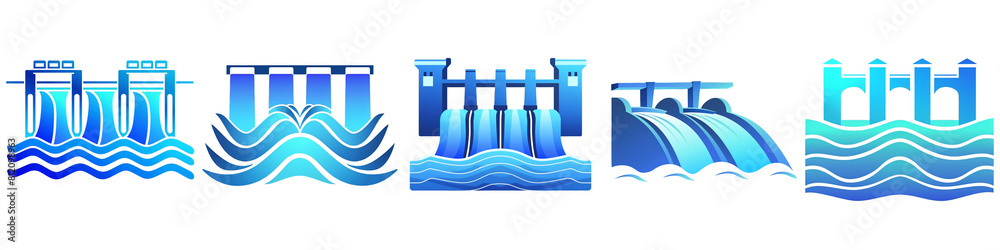 Hydropower clipart collection, symbol, logos, icons isolated on ...