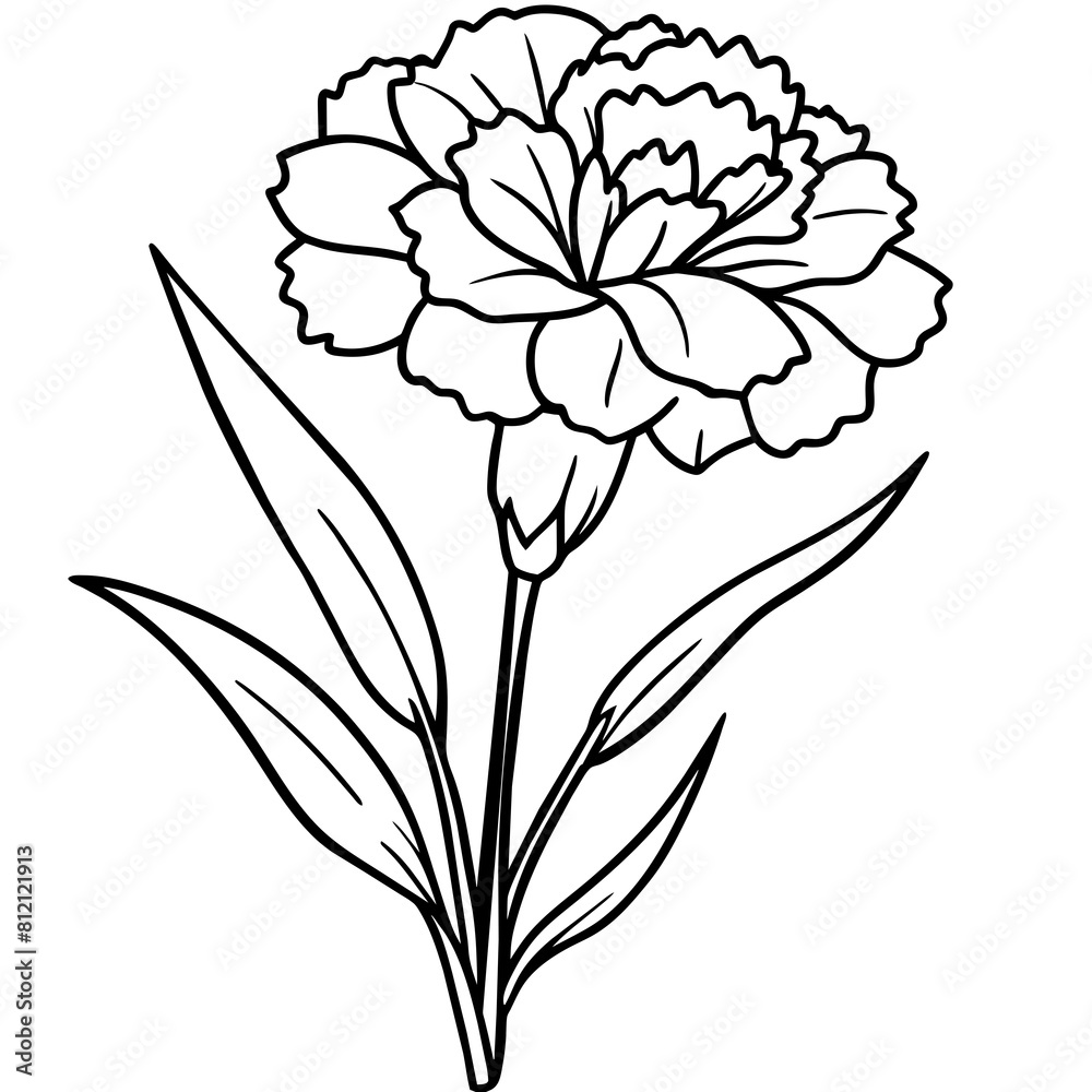 Carnation flower outline coloring book page line art drawing vector ...