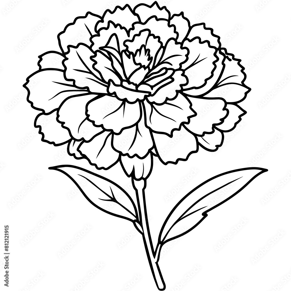 Carnation flower outline coloring book page line art drawing vector ...