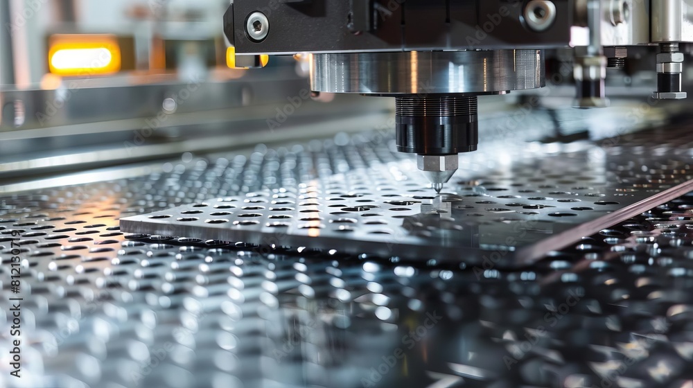 precision punches automated machine creating uniform patterns in metal ...