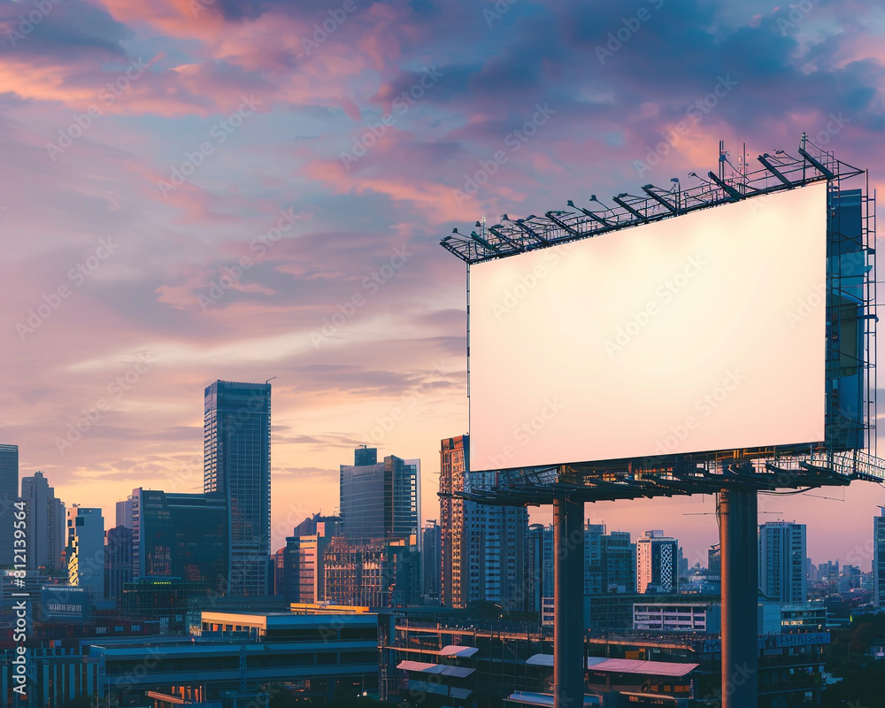 Mockup-ready billboard with a vast blank surface against an urban ...