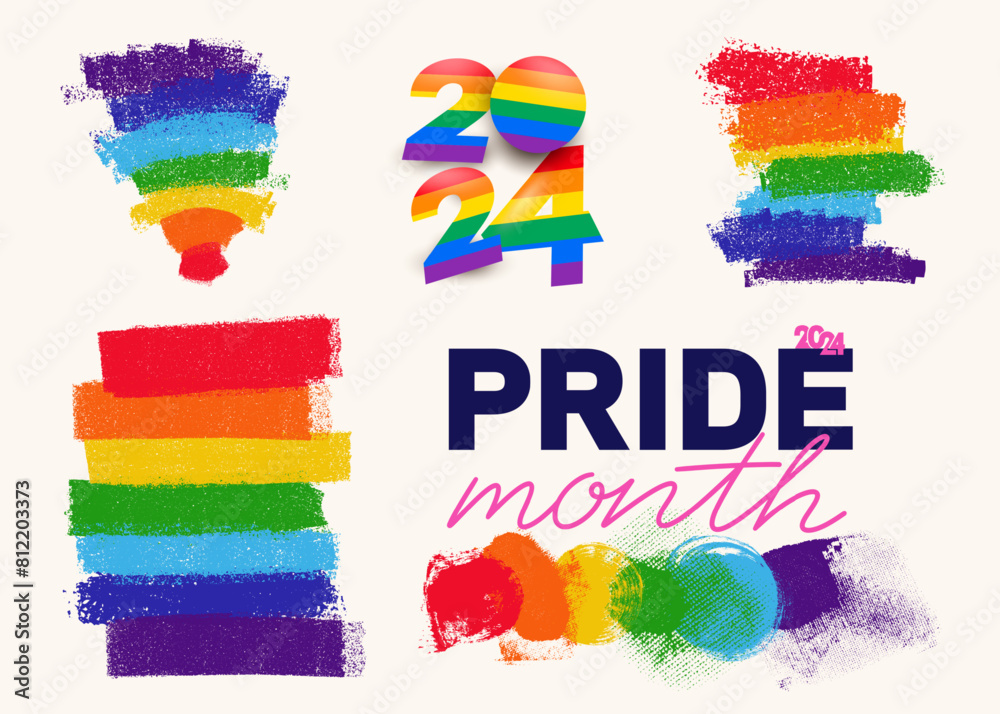 Big set 2024 LGBT pride month. Template logo, background, poster ...