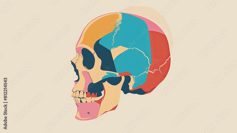 Skull flat design side view graveyard theme animation Split ...