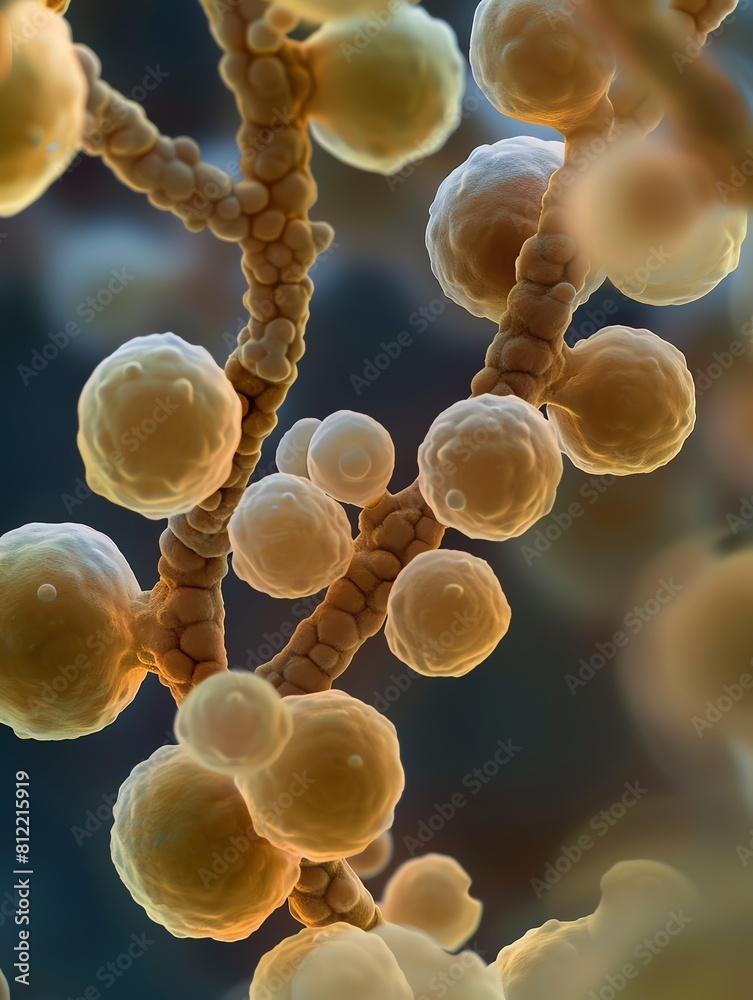 Ilustração Detailed microscopic image of candida albicans, a type of ...