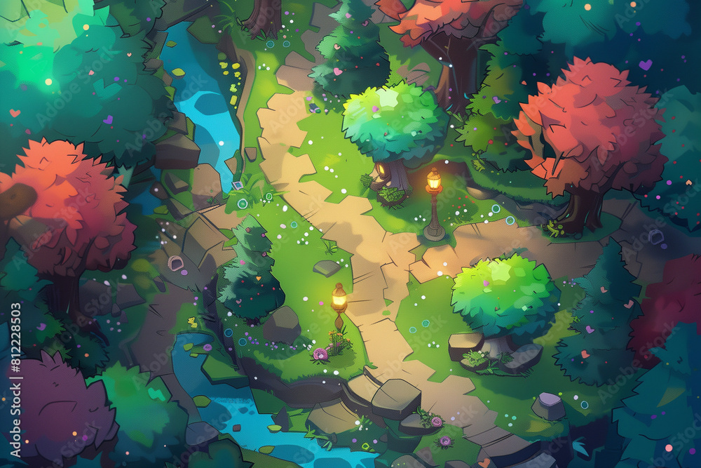 map level progression mobile game art Stock Illustration | Adobe Stock