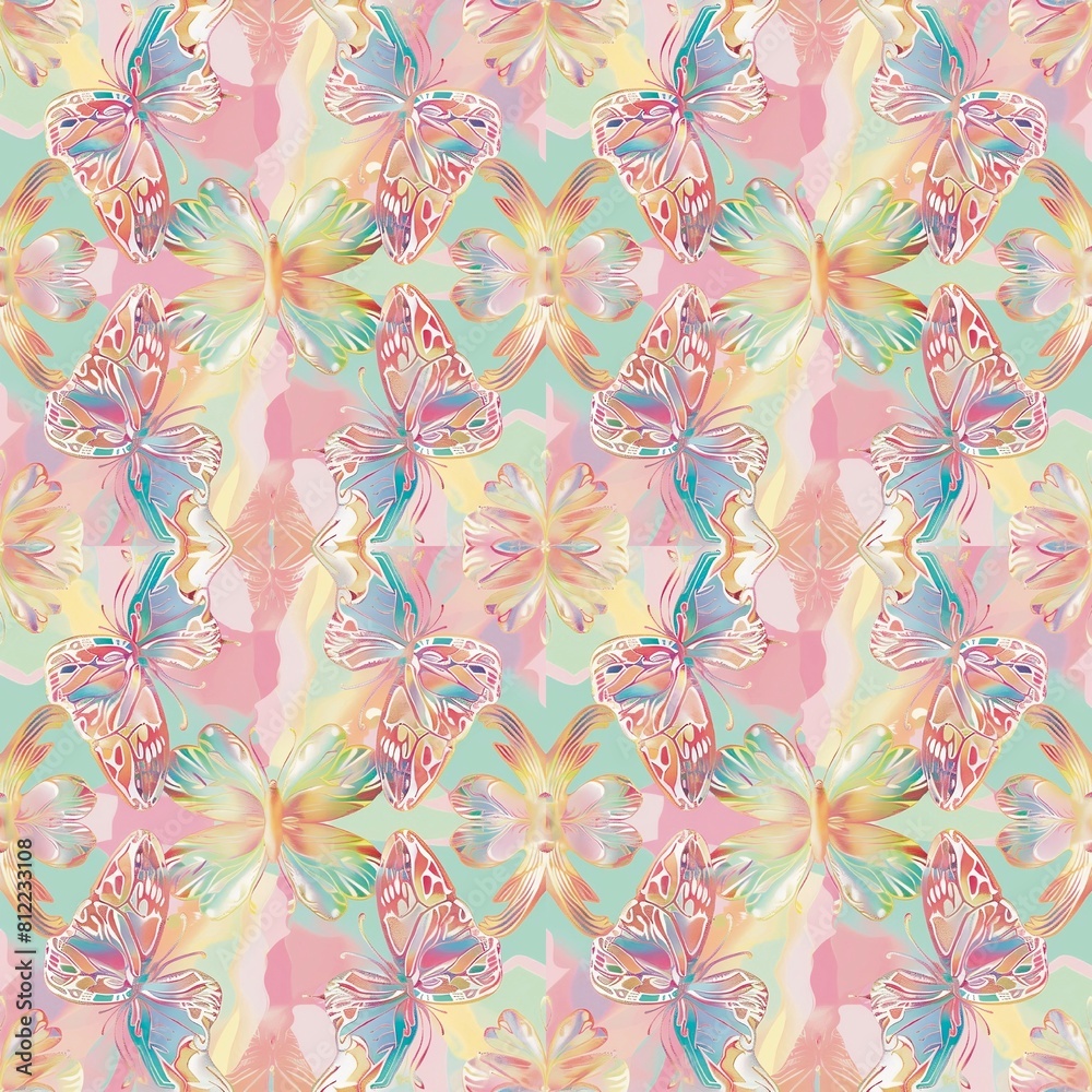 Butterfly, pastel colors, very beautiful, seamless fabric pattern ...