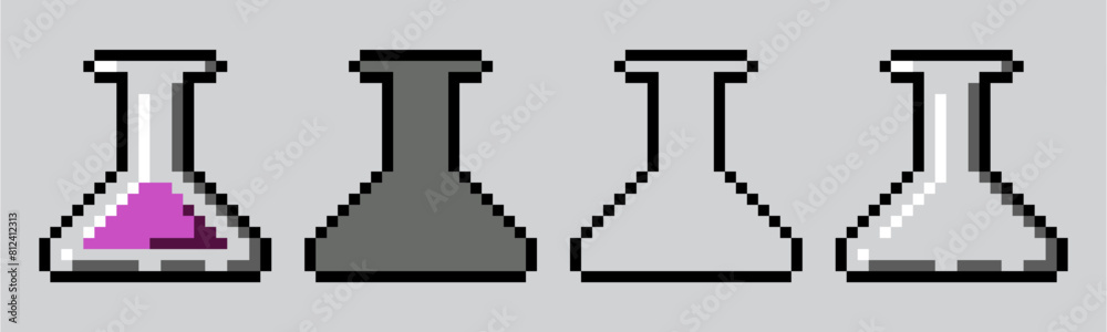 pixel art of chemical bottle, potion Chemical test tube. Glass tube ...