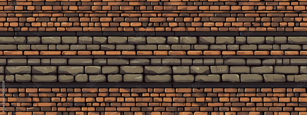 2D game level brick wall design, brick texture with simple details ...