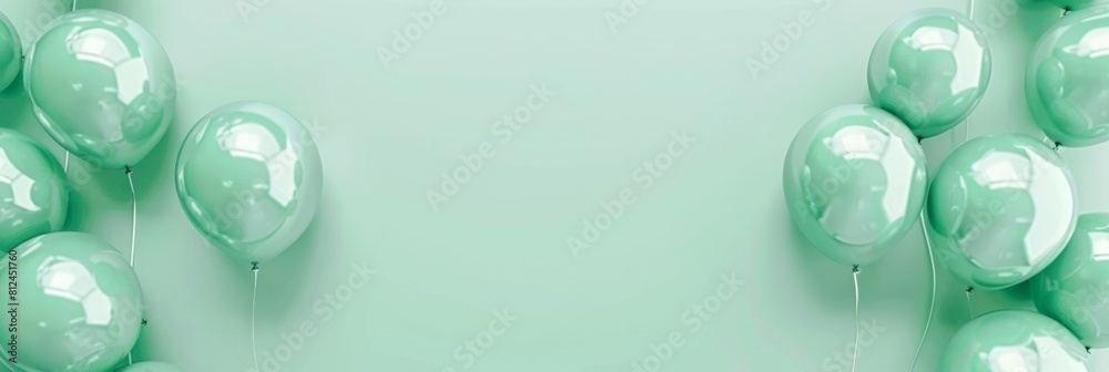 Luxury balloon background border frame in pastel green color for poster ...