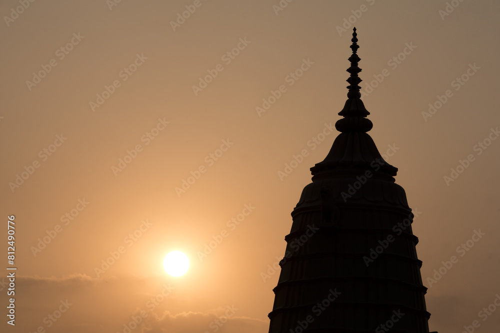 Khajuraho, India: Hindu temple dome at sunset. Sandstone temples date ...