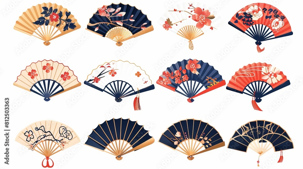 Fan paper by hand. Asian traditional folding hand fan, wooden Chinese ...