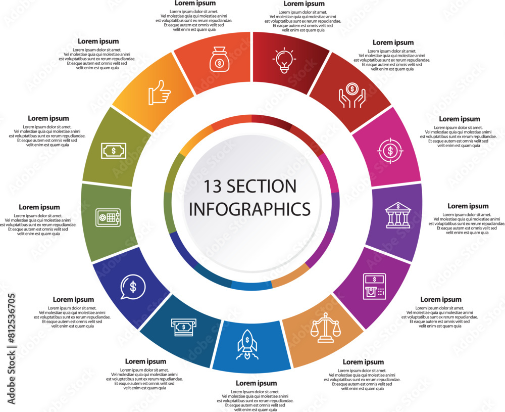 Collection of 13 circle chart infographic templates for presentations ...