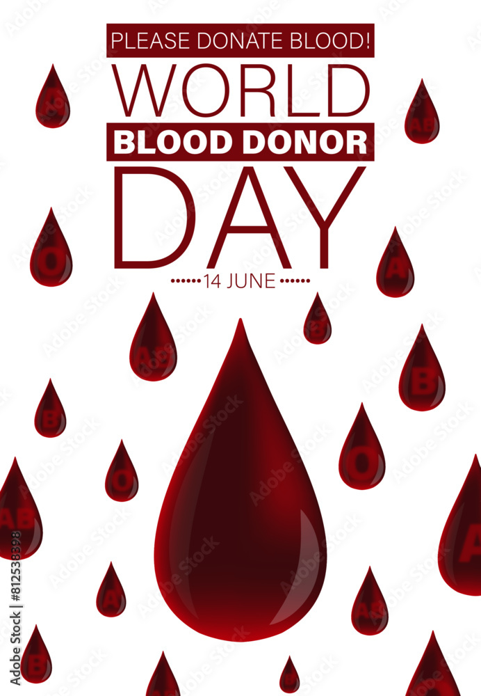 Vector illustration of donate blood vertical poster design. Blood donor ...