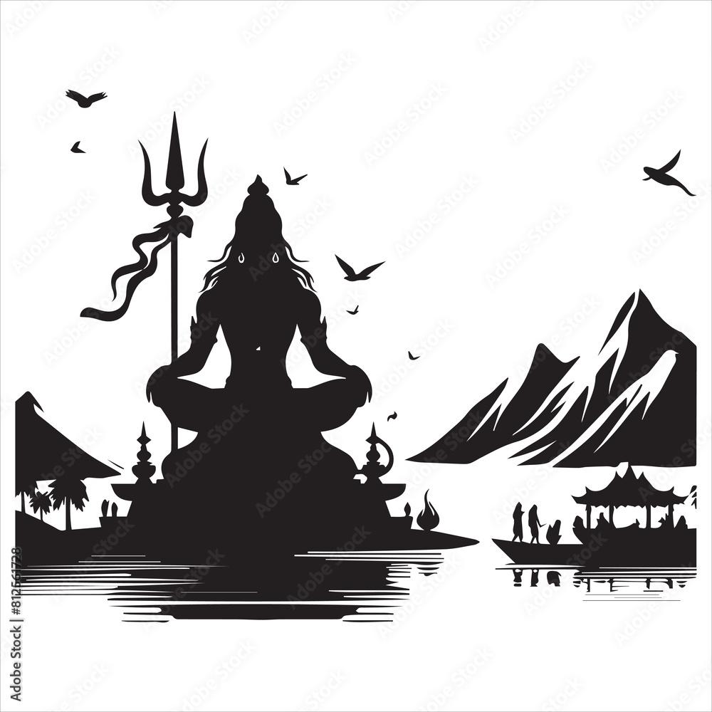 Mahadev Sihouette with Solid White Background. Lord Shiva simpllord ...