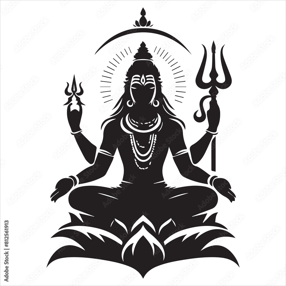 Mahadev Sihouette with Solid White Background. Lord Shiva simpllord ...