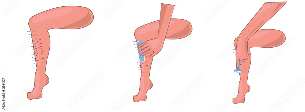Waxing, human body wax, leg waxing hand drawing vector illustration ...