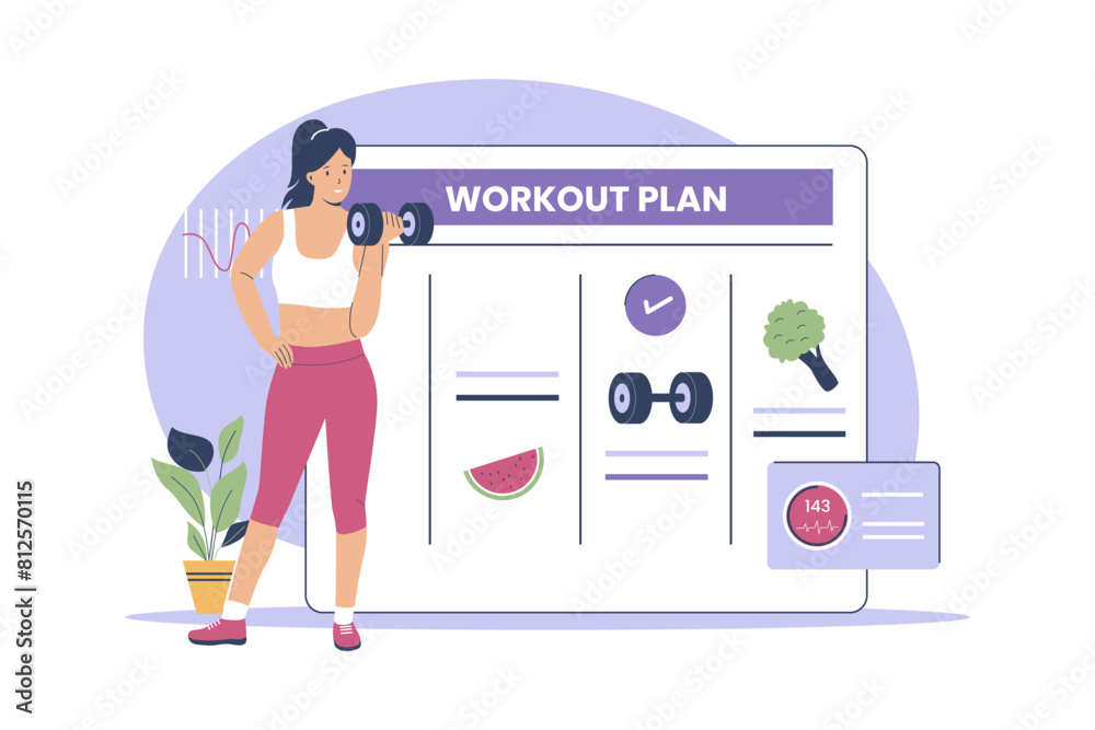 Workout plan checklist concept. Healthy diet plan schedule checklist ...