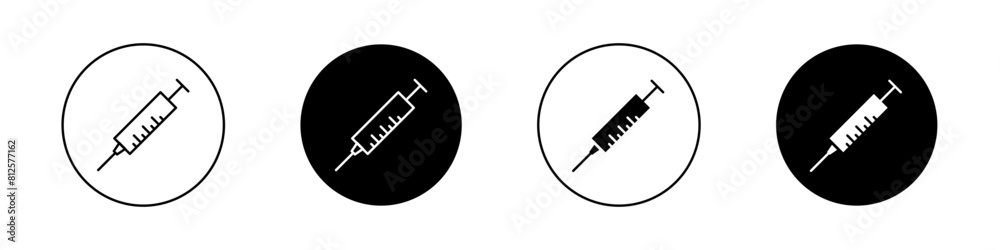 Syringe icon set. flu shot injector vector symbol. immunization vaccine ...