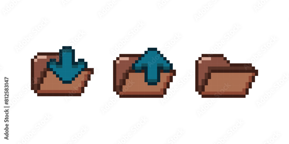 Folder icon illustration in pixel art Stock Vector | Adobe Stock