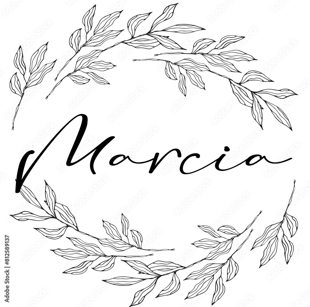 marcia - black color - name written enclosed in a circle crown of ...