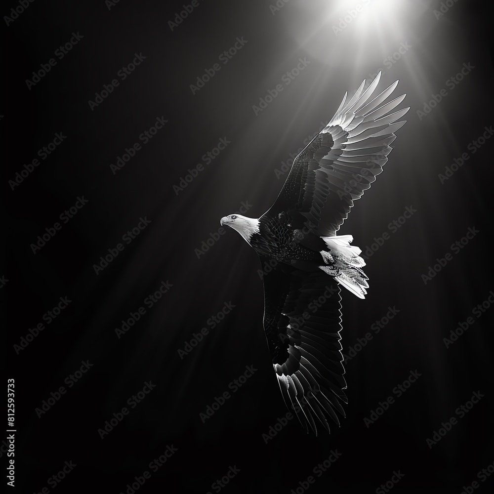 Majestic eagle in flight, dynamic mid-air pose, backlight, high ...