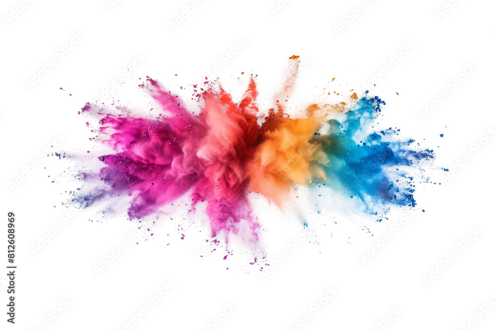 Colorful powder smoke explosion isolated on transparent background ...