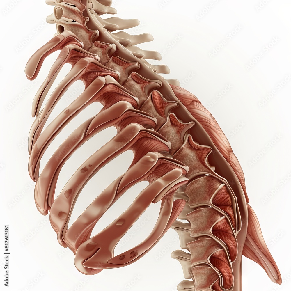 Human rib cage and spine, with muscles. Stock Illustration | Adobe Stock