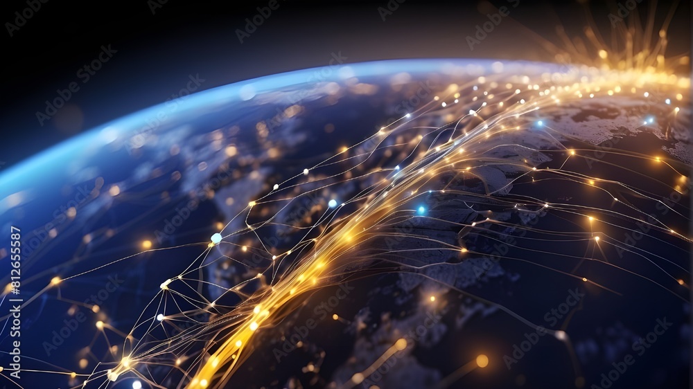 The cornerstone of global connectivity is represented by abstract ...
