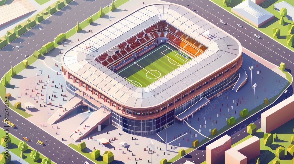 Detailed vector illustration of a modern isometric stadium building ...
